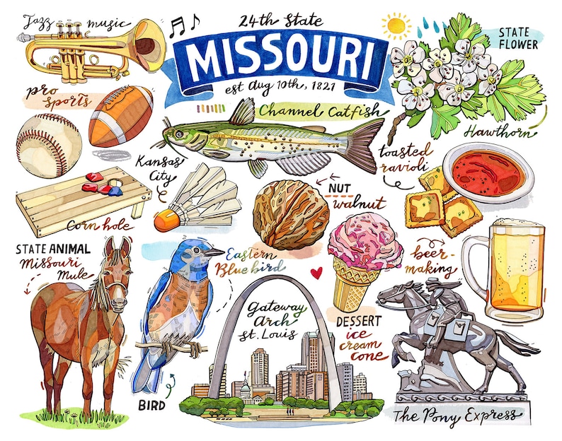 Missouri State Print. Show Me State. | Etsy