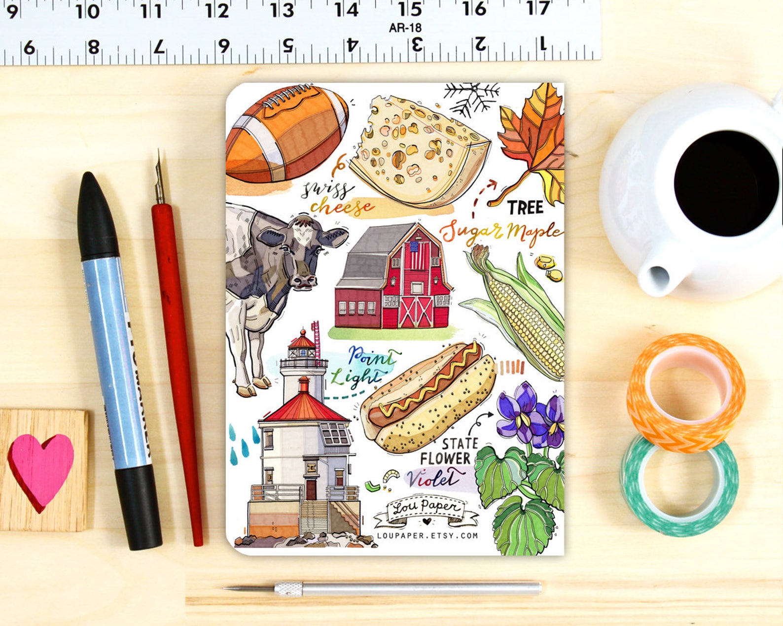 Wisconsin Notebook. Blank Journal. Gift. Stationery. Badger - Etsy