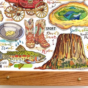 Wyoming State Print, Illustration, State Symbols, the Cowboy State ...