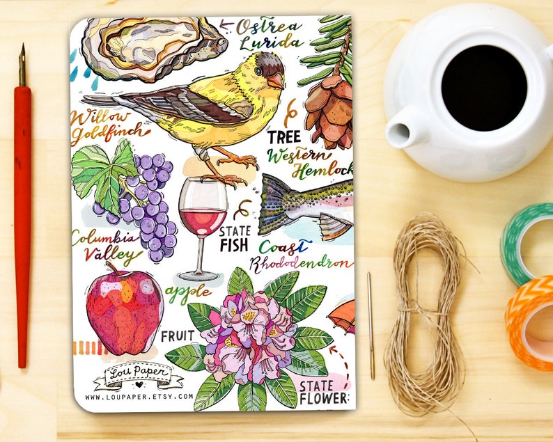 Washington Notebook, Blank Journal, Evergreen State, Stationery ...