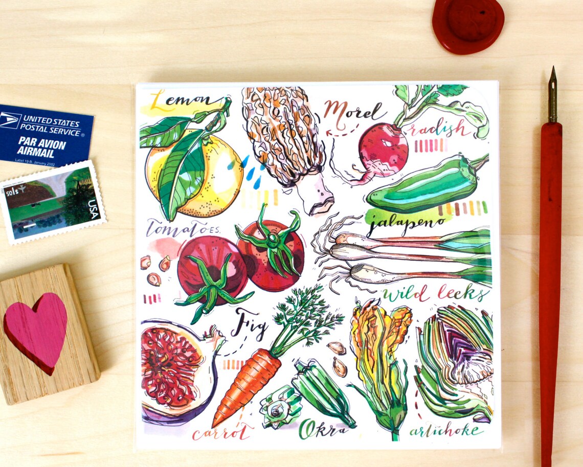 Foodie Notecards. Writing set. Food illustration. Cheese | Etsy