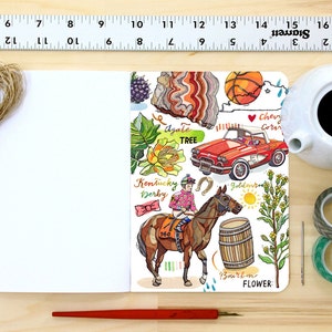 Kentucky Notebook, Blank Journal, Bluegrass State, Illustration, State ...