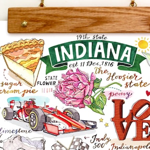 Indiana State Print. Illustration. the Hoosier State. Indianapolis ...