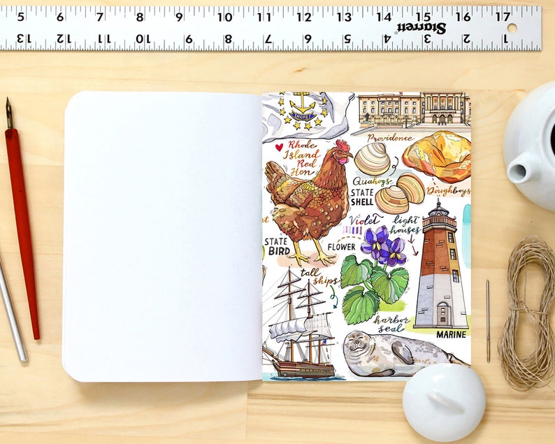 Rhode Island Notebook, Illustration, Stationery. - Etsy