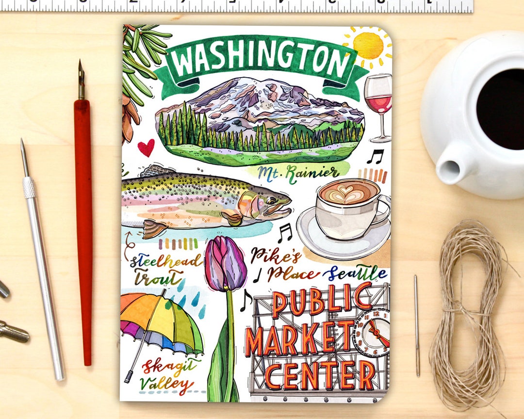 Washington Notebook, Blank Journal, Evergreen State, Stationery ...
