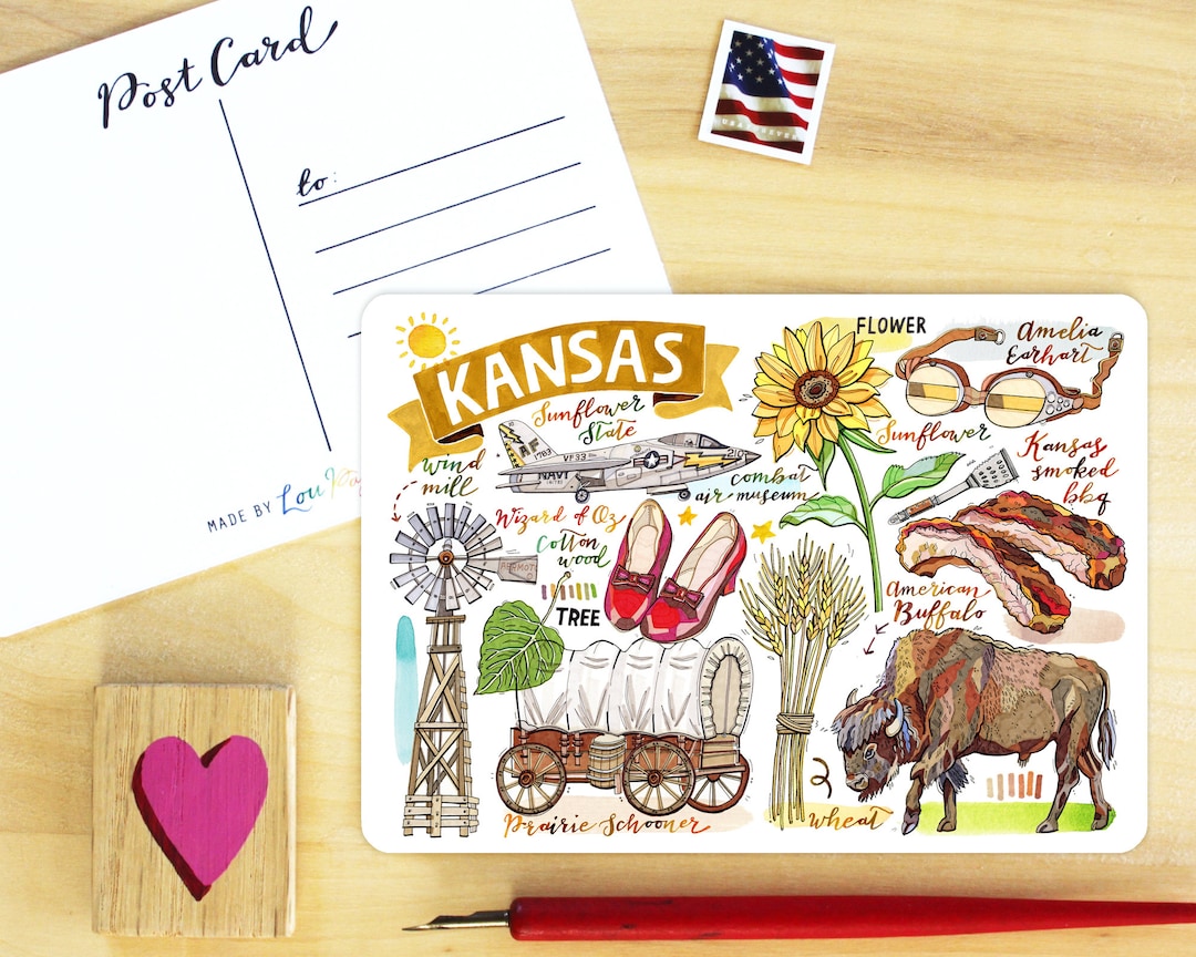 Kansas State Postcard. - Etsy