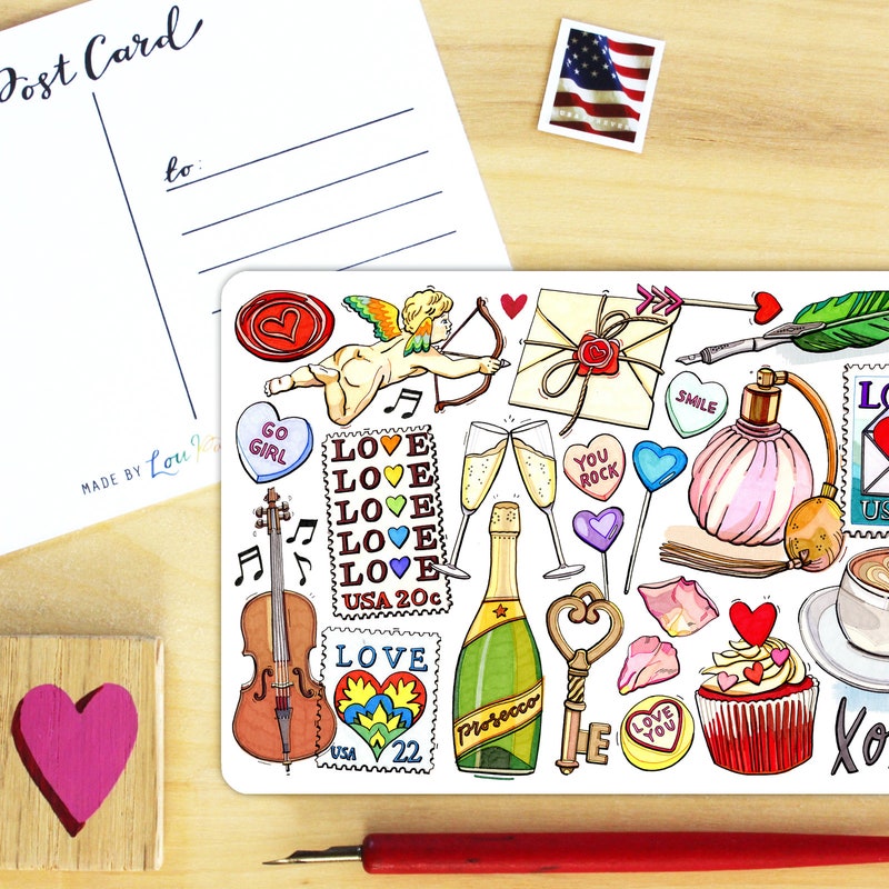 Valentine Postcards - Etsy