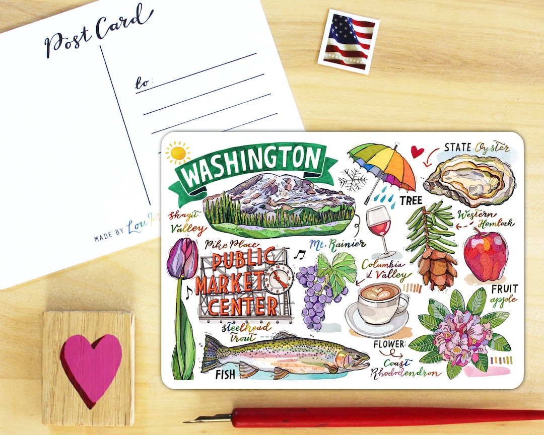 Washington State Postcard. - Etsy