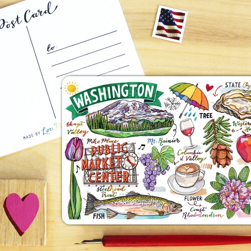 Washington State Postcard. - Etsy