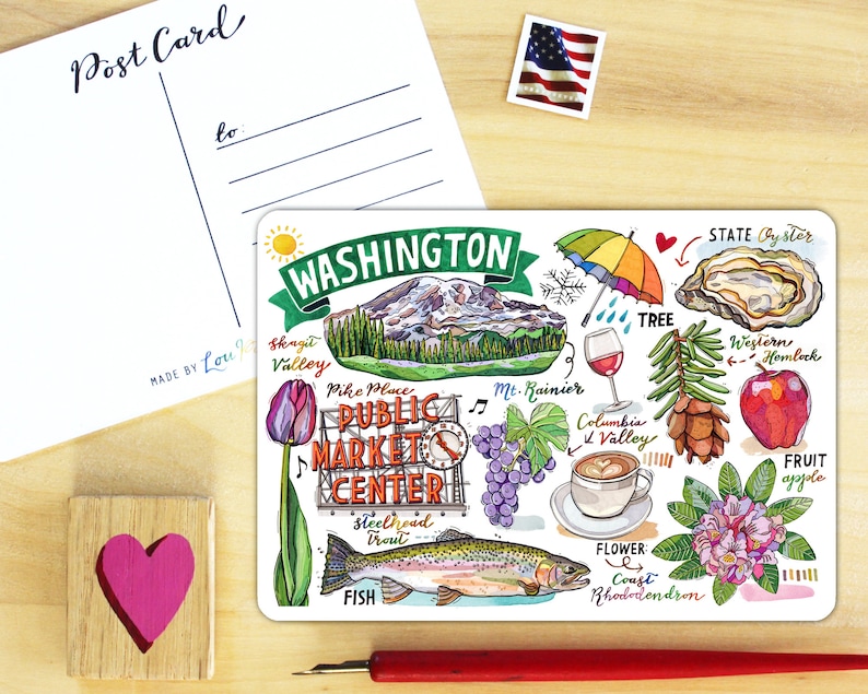 Washington State Postcard. - Etsy