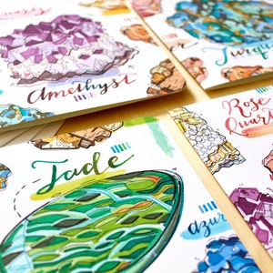 Gemstone Notecards. Crystals Writing Set. Positive Thoughts. - Etsy