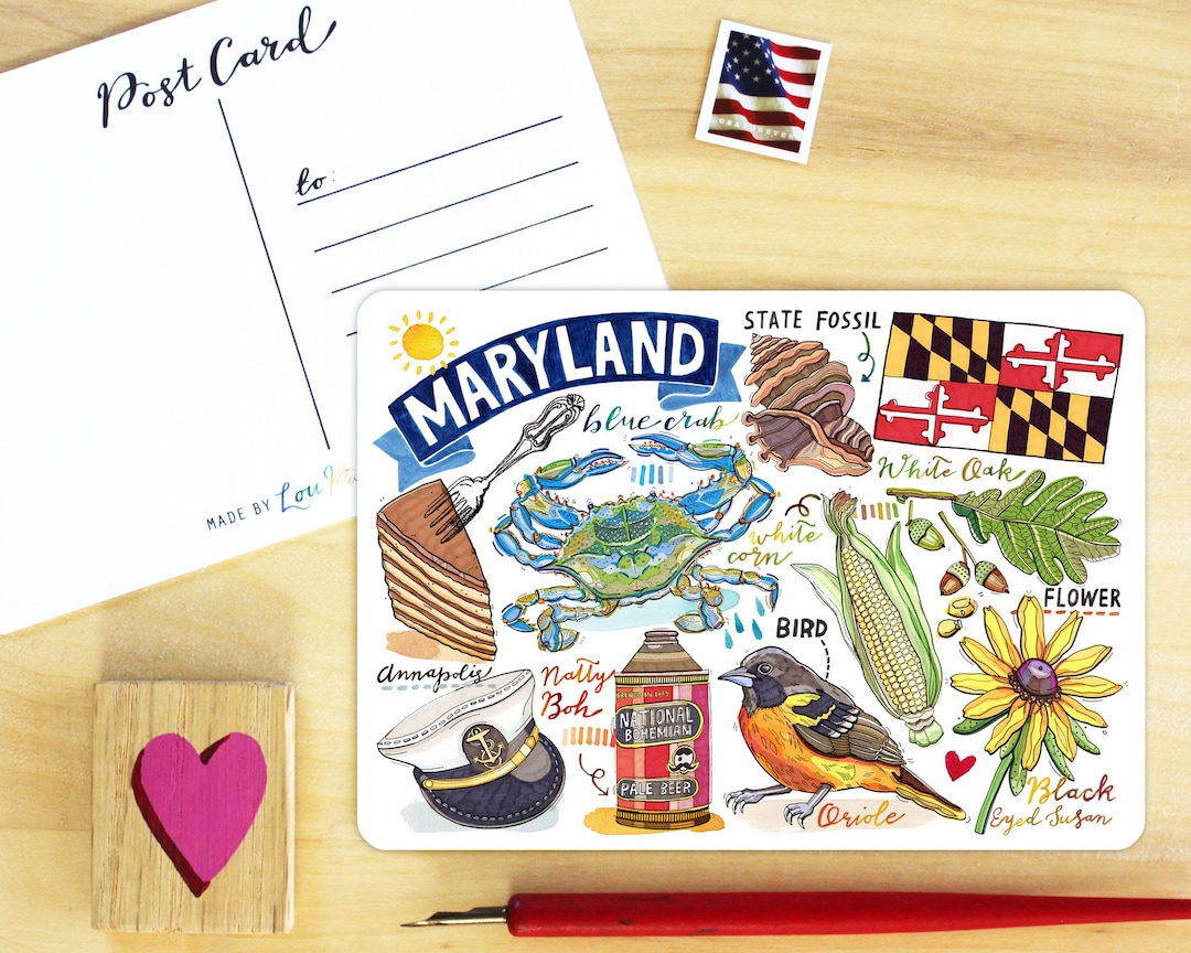 Maryland State Postcard. - Etsy