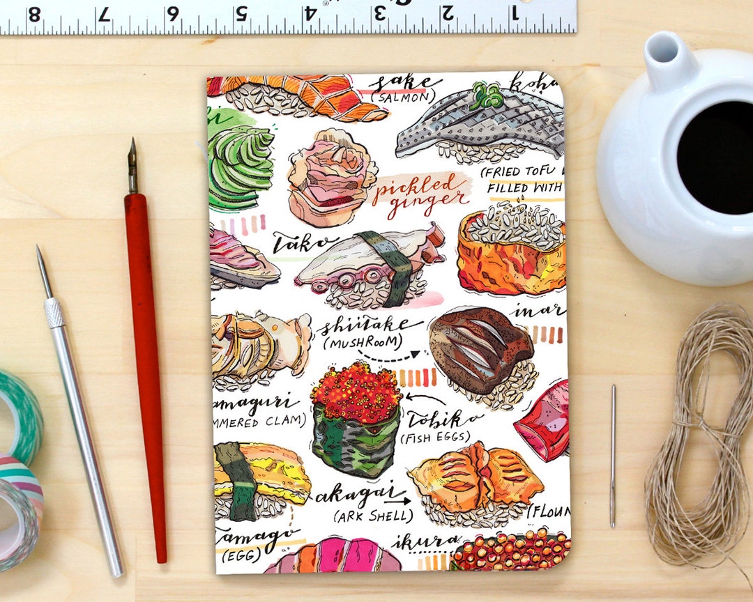 Sushi Notebook, Blank, Journal, Sashimi, Illustration, Nigiri, Shopping ...