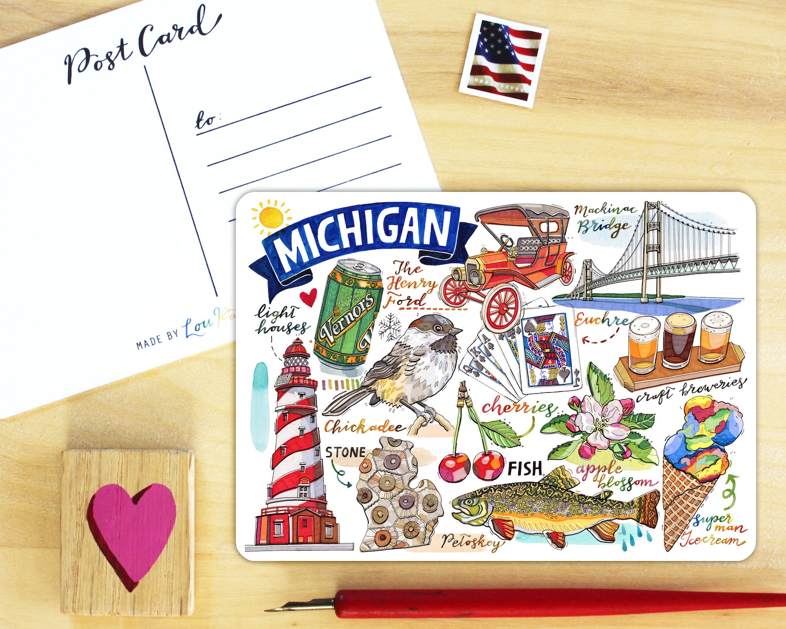 Michigan State Postcard. - Etsy