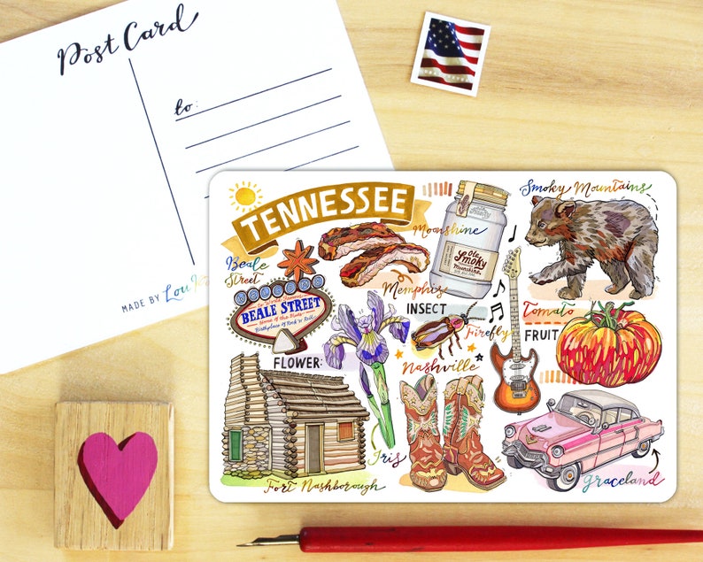 Tennessee State Postcard. - Etsy