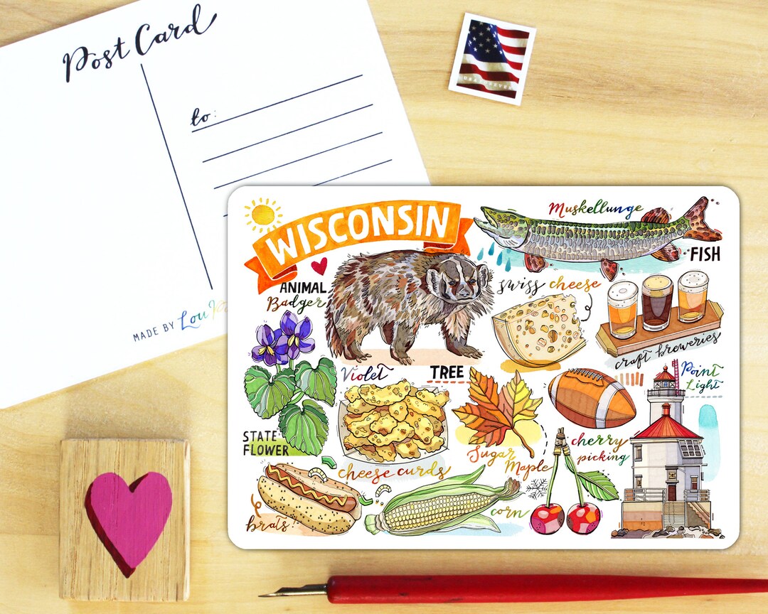 Wisconsin State Postcard. - Etsy