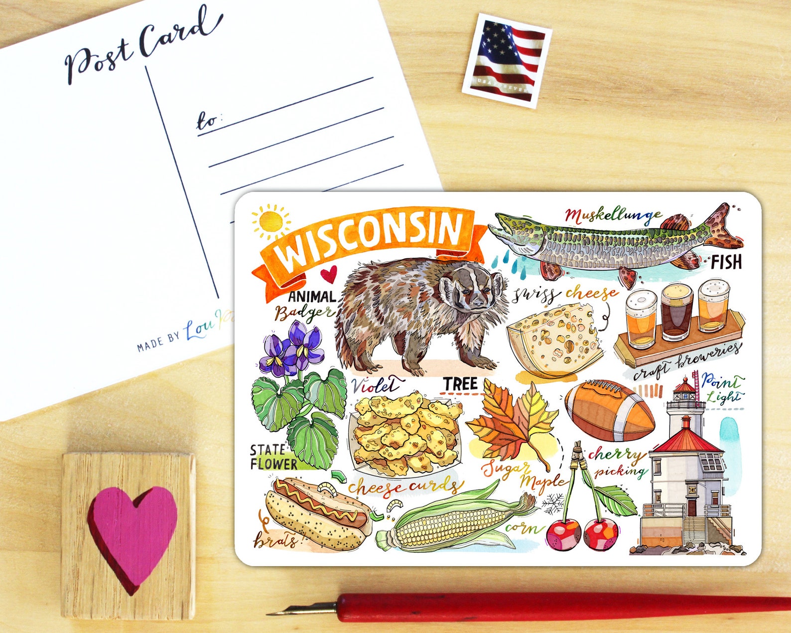 Wisconsin State Postcard. - Etsy
