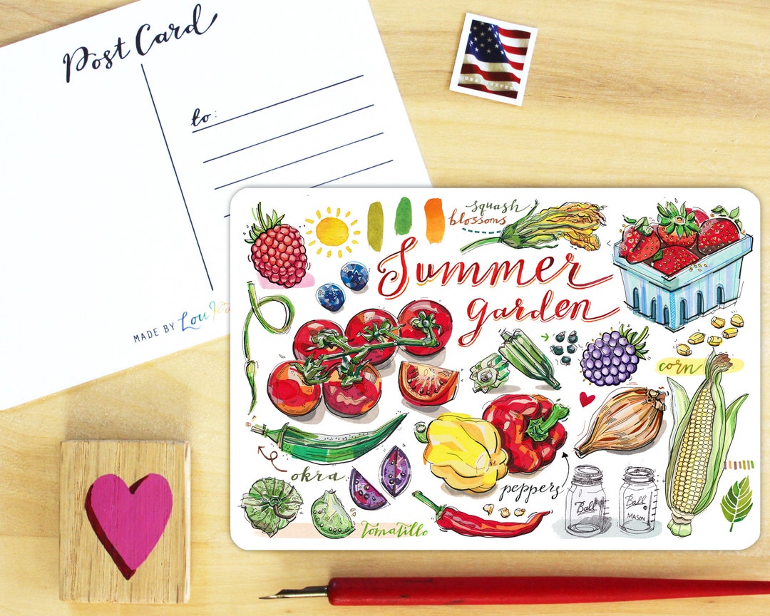 Summer Garden Postcard. - Etsy