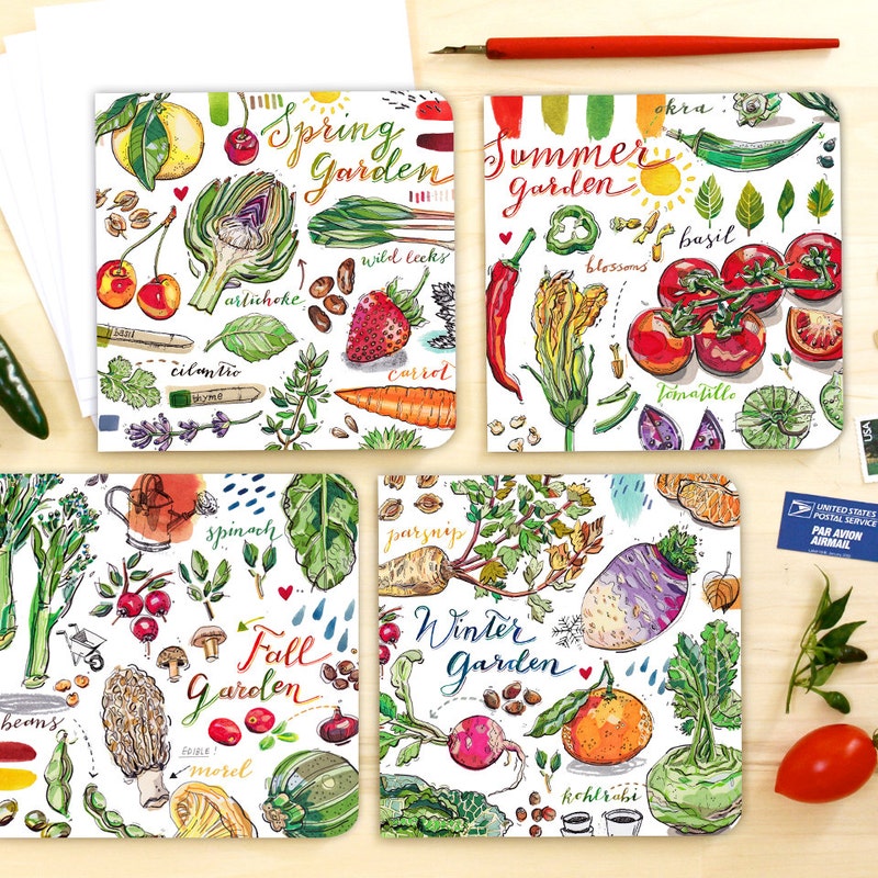Vegetable Cards - Etsy