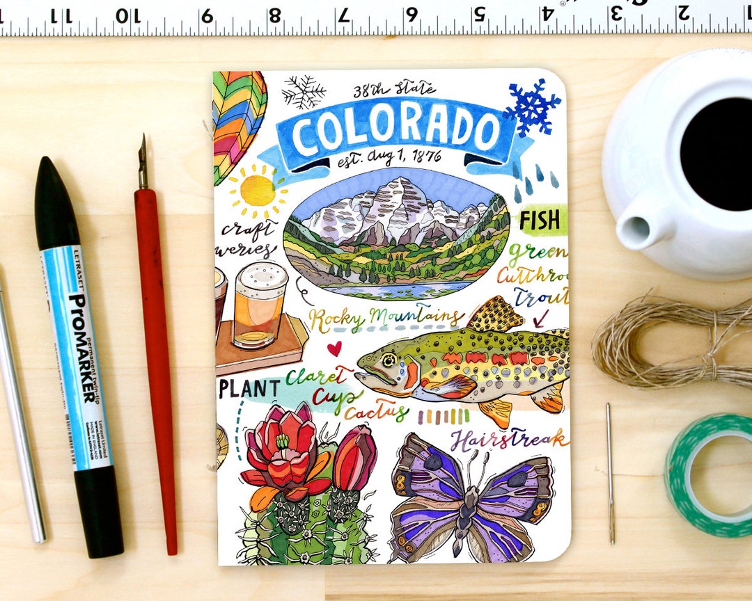 Colorado Notebook, Blank Journal, Illustration, State Symbols. - Etsy