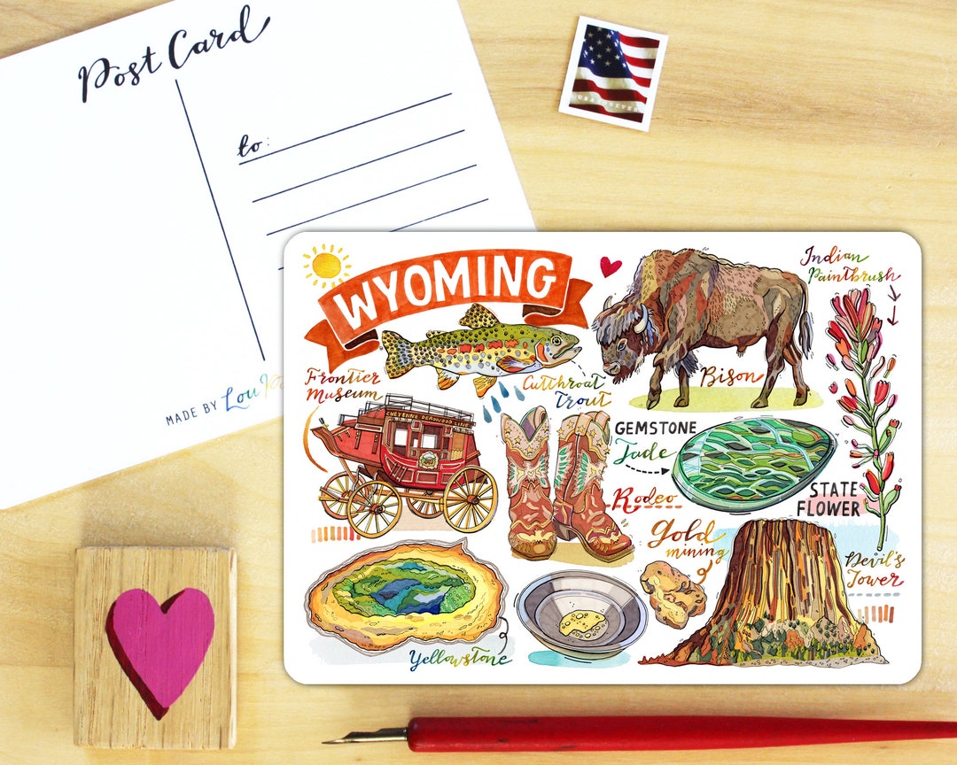 Wyoming State Postcard. - Etsy