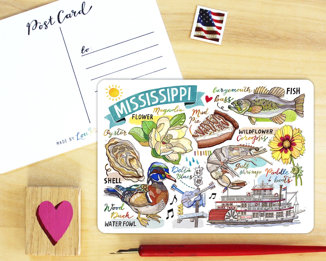 Mississippi State Postcard. - Etsy
