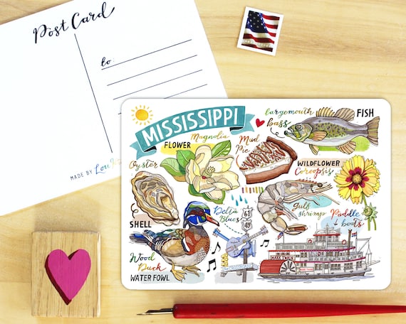 Mississippi State Postcard. - Etsy