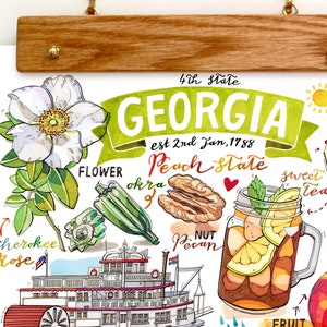 Georgia State Print. Illustration. the Peach State. - Etsy
