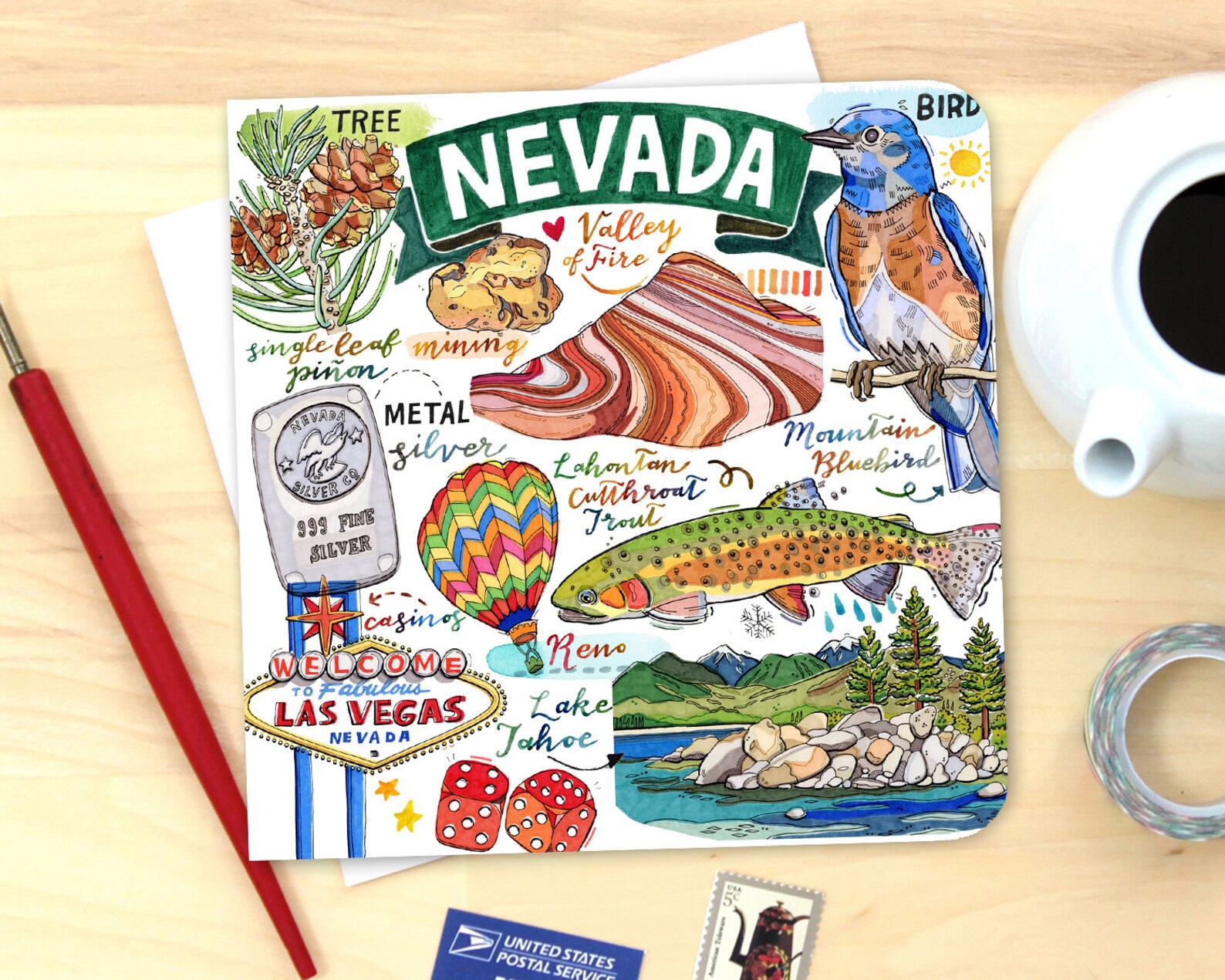 Nevada Card. Single or Pack of 4. - Etsy