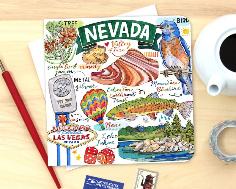Nevada Card. Single or Pack of 4. - Etsy