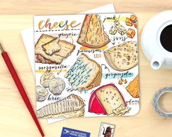 Cheese Notecard. Single or Pack of 4. | Etsy