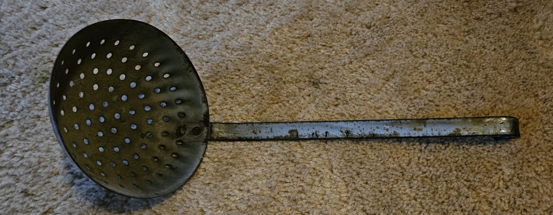 Vintage Granite Ware or Steel Rustic Grey 13” Ladle Skimmer Dipper - Etsy