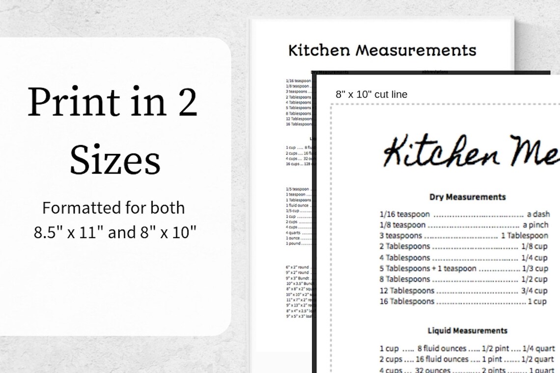 Kitchen Printables Kitchen Measurements Printable Printables Wall Art ...
