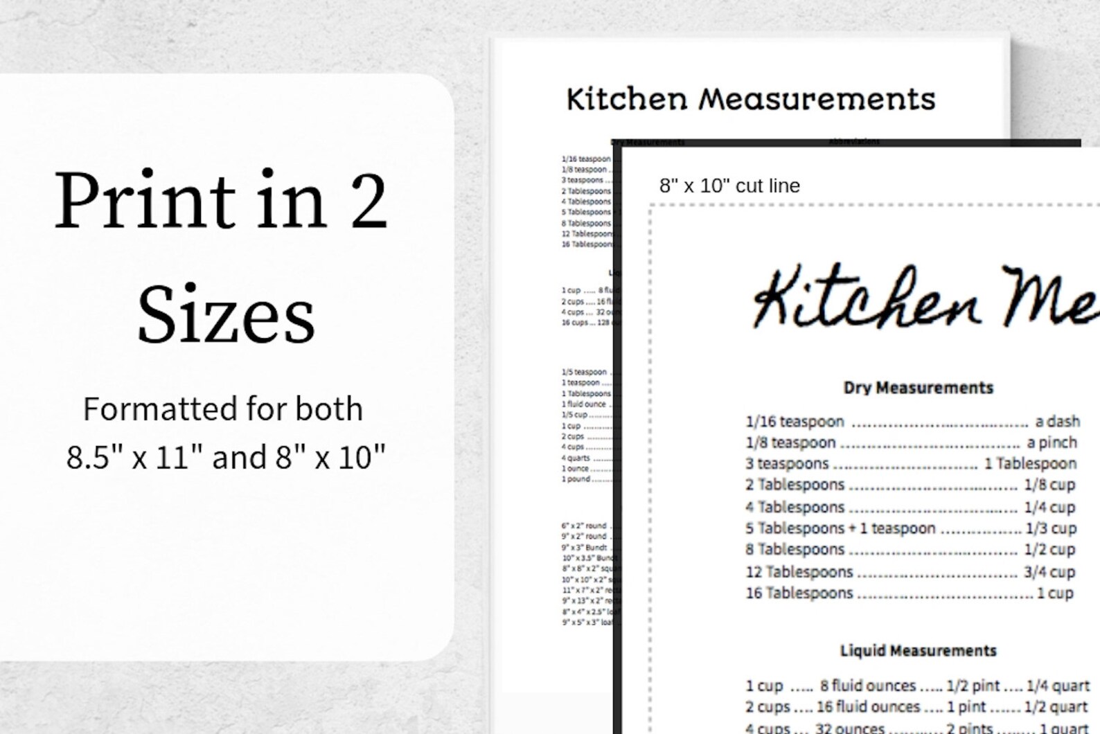 Kitchen Printables Kitchen Measurements Printable Printables Wall Art ...