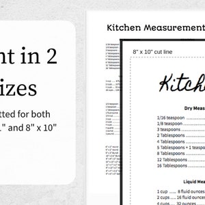 Kitchen Printables | Kitchen Measurements Printable | Printables Wall ...