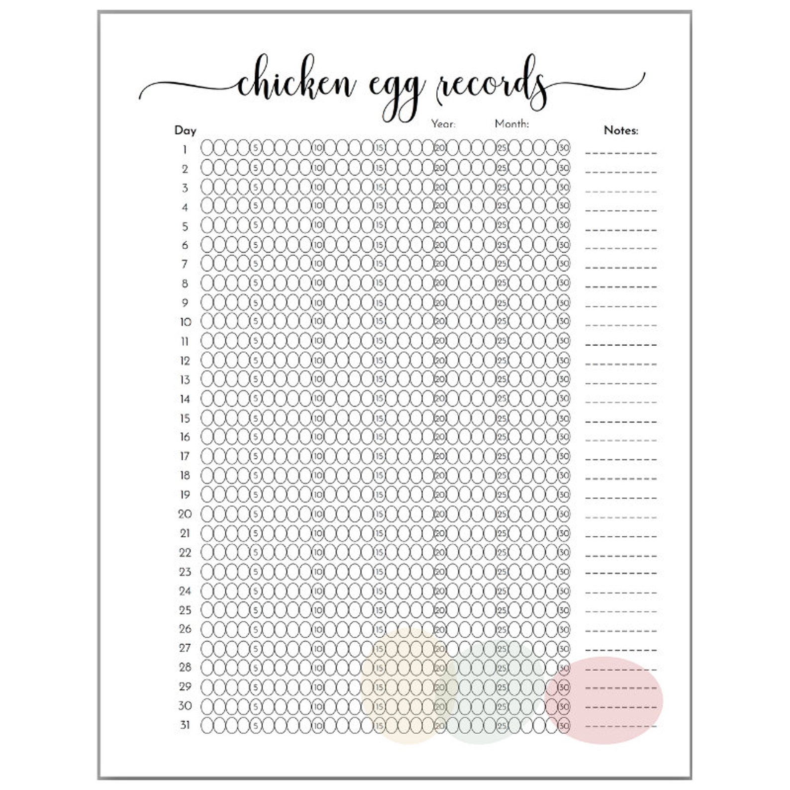 Egg Records | Chicken Egg Count Record Keeper | Chicken Egg Production ...