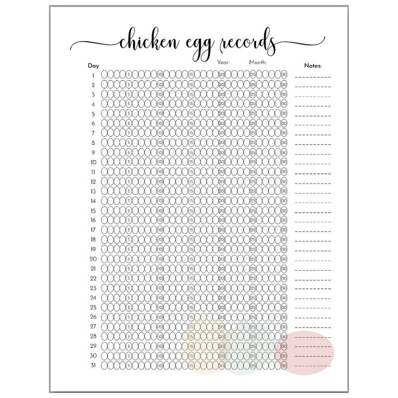 Egg Records Chicken Egg Count Record Keeper Chicken Egg - Etsy