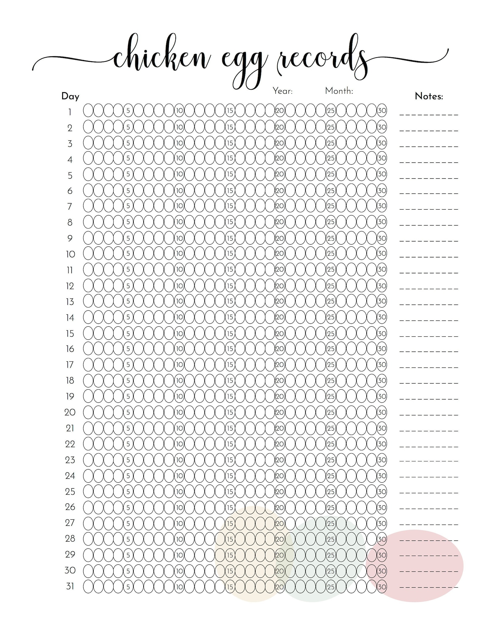 Egg Records | Chicken Egg Count Record Keeper | Chicken Egg Production ...