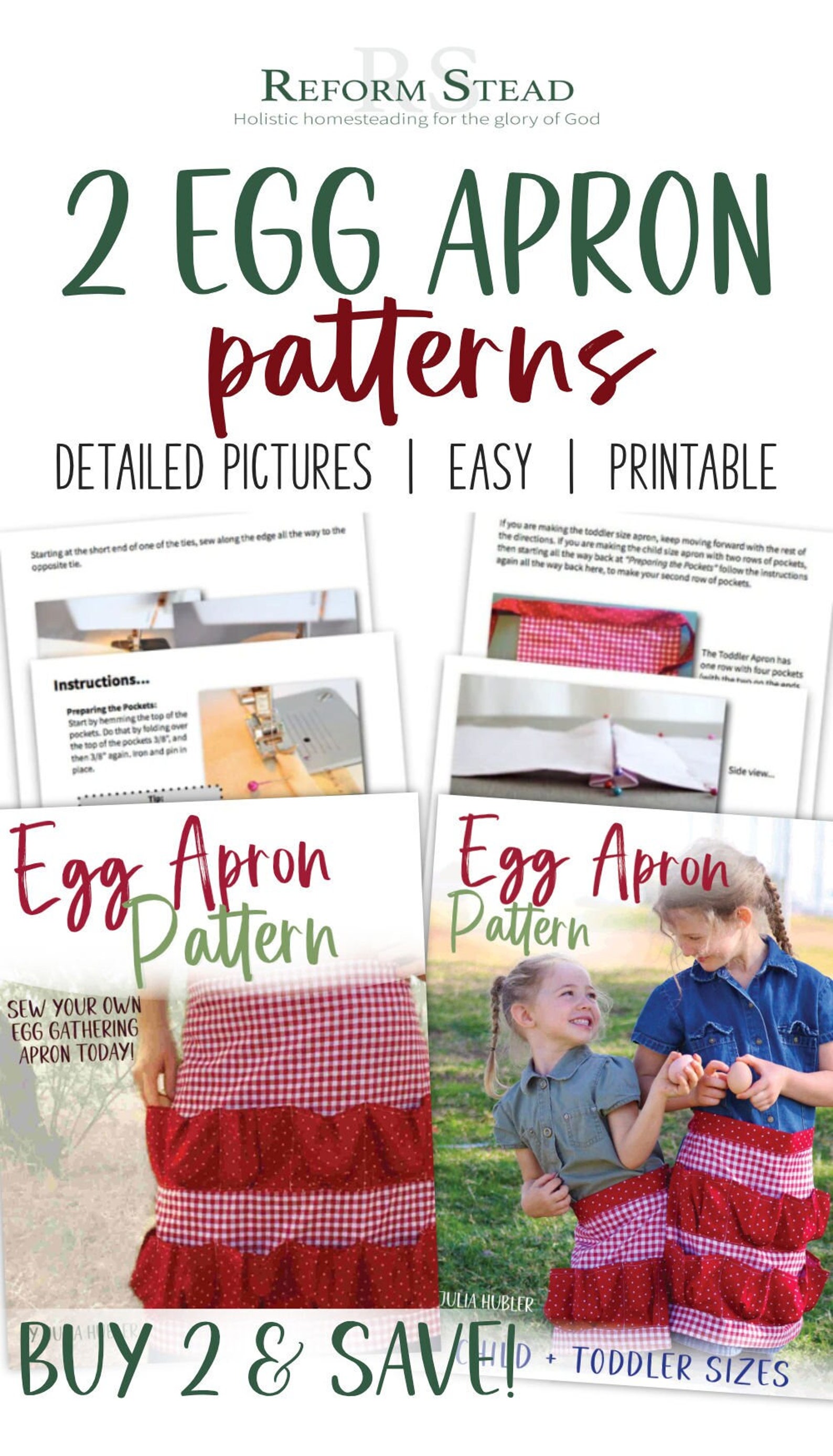 Egg Apron Pattern Child & Adult2 Downloads - Etsy
