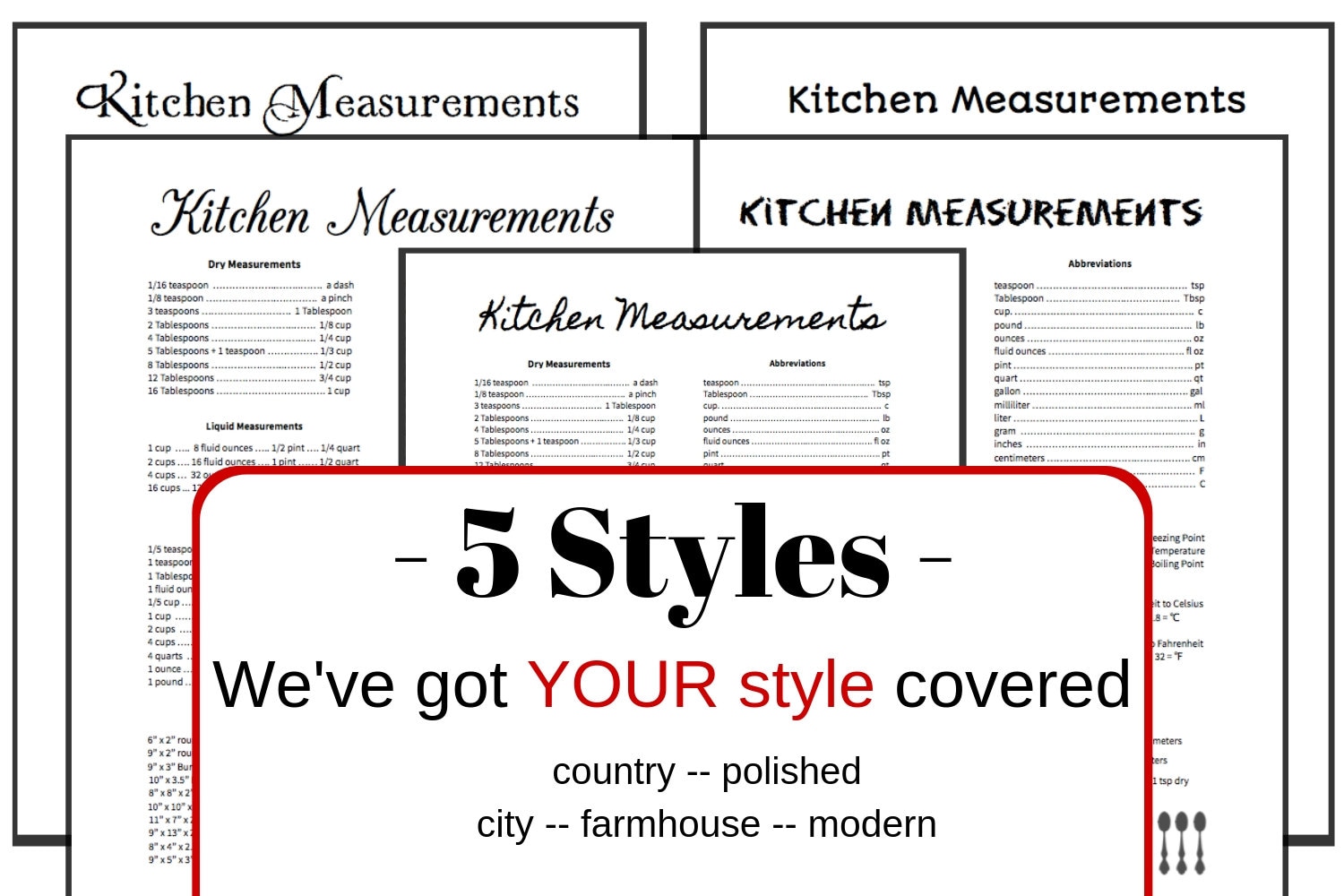 Kitchen Printables Kitchen Measurements Printable Printables Wall Art ...
