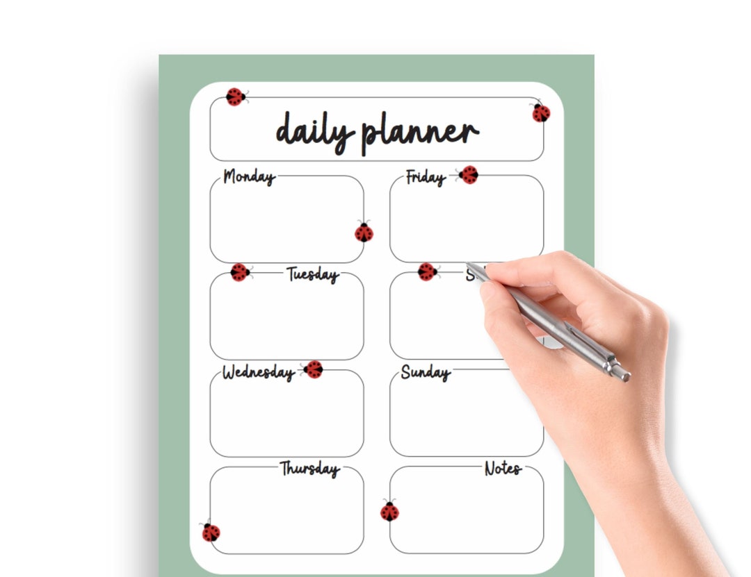 Daily Planner Pageladybugs, Weekly Planner PDF, Cute Lady Bug - Etsy