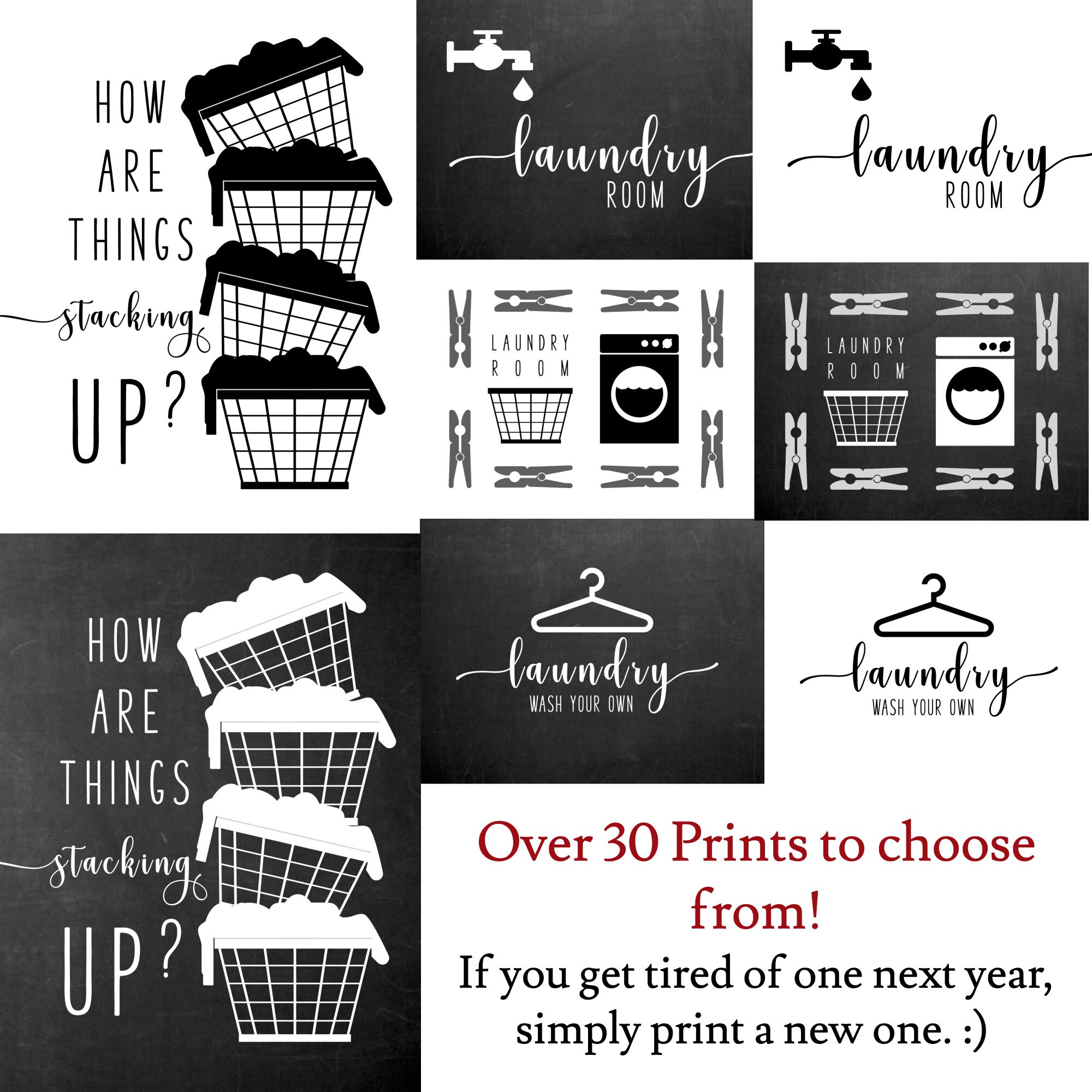 Laundry Room Printable Bundle 30 Laundry Room Printables | Etsy