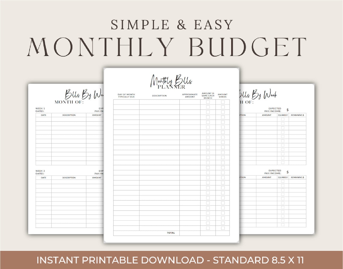 Simple & Easy Budget Planner- Print in Seconds! - Etsy