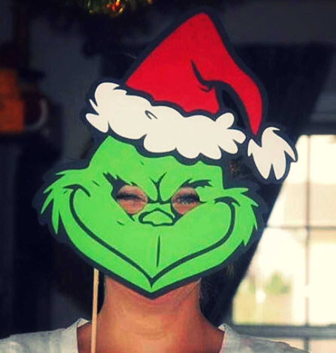 Grinch Photo Booth Prop Paper Mask - Etsy