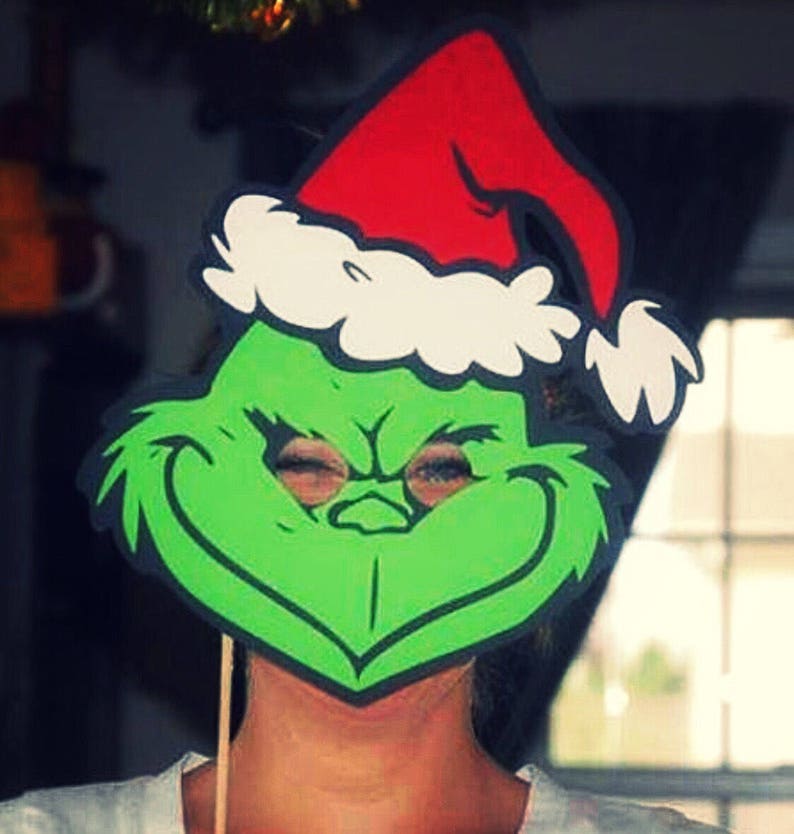 Grinch Photo Booth Prop Paper Mask | Etsy