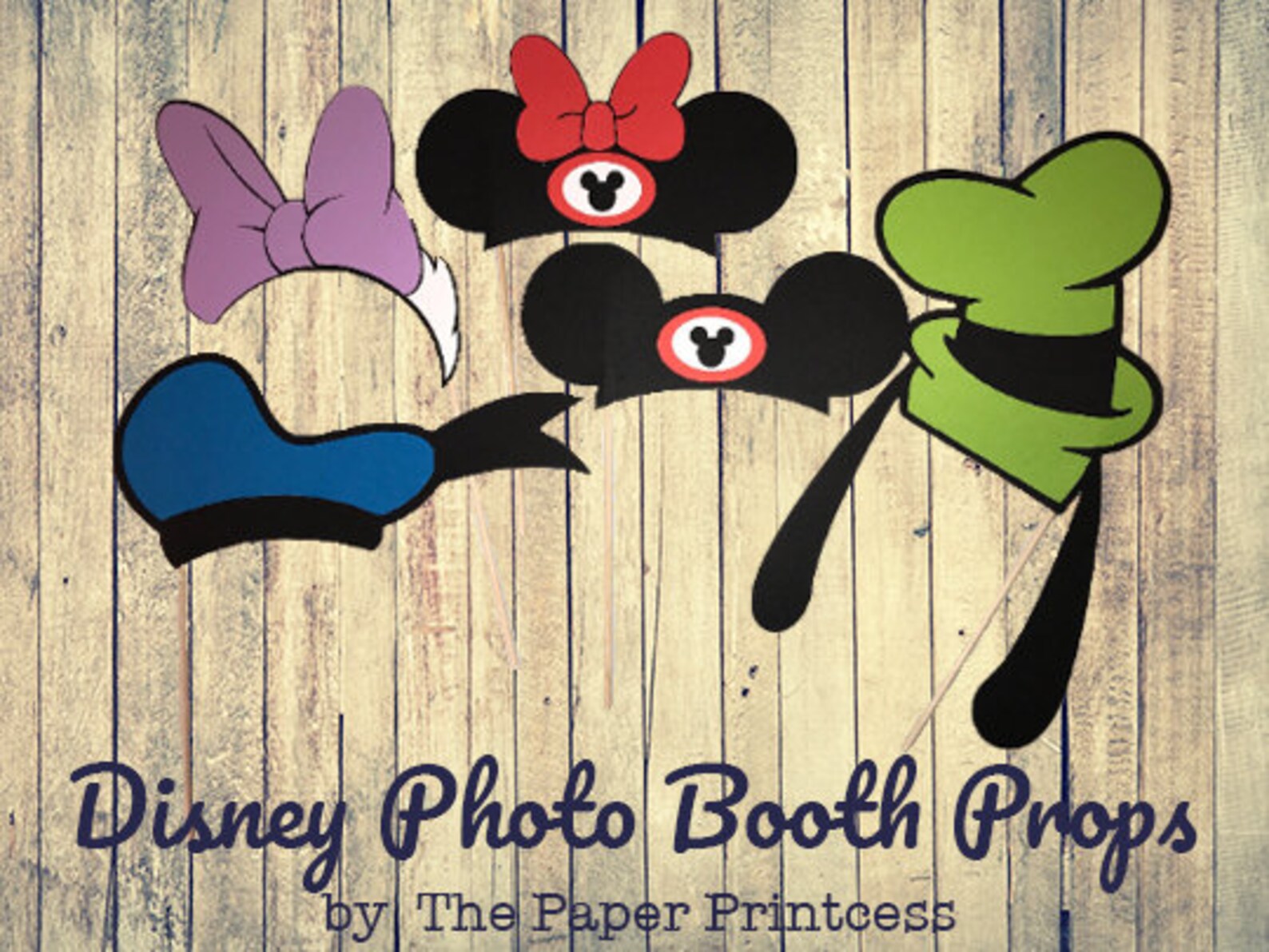Disney Characters Photo Booth Party Props Mickey Ears Minnie | Etsy