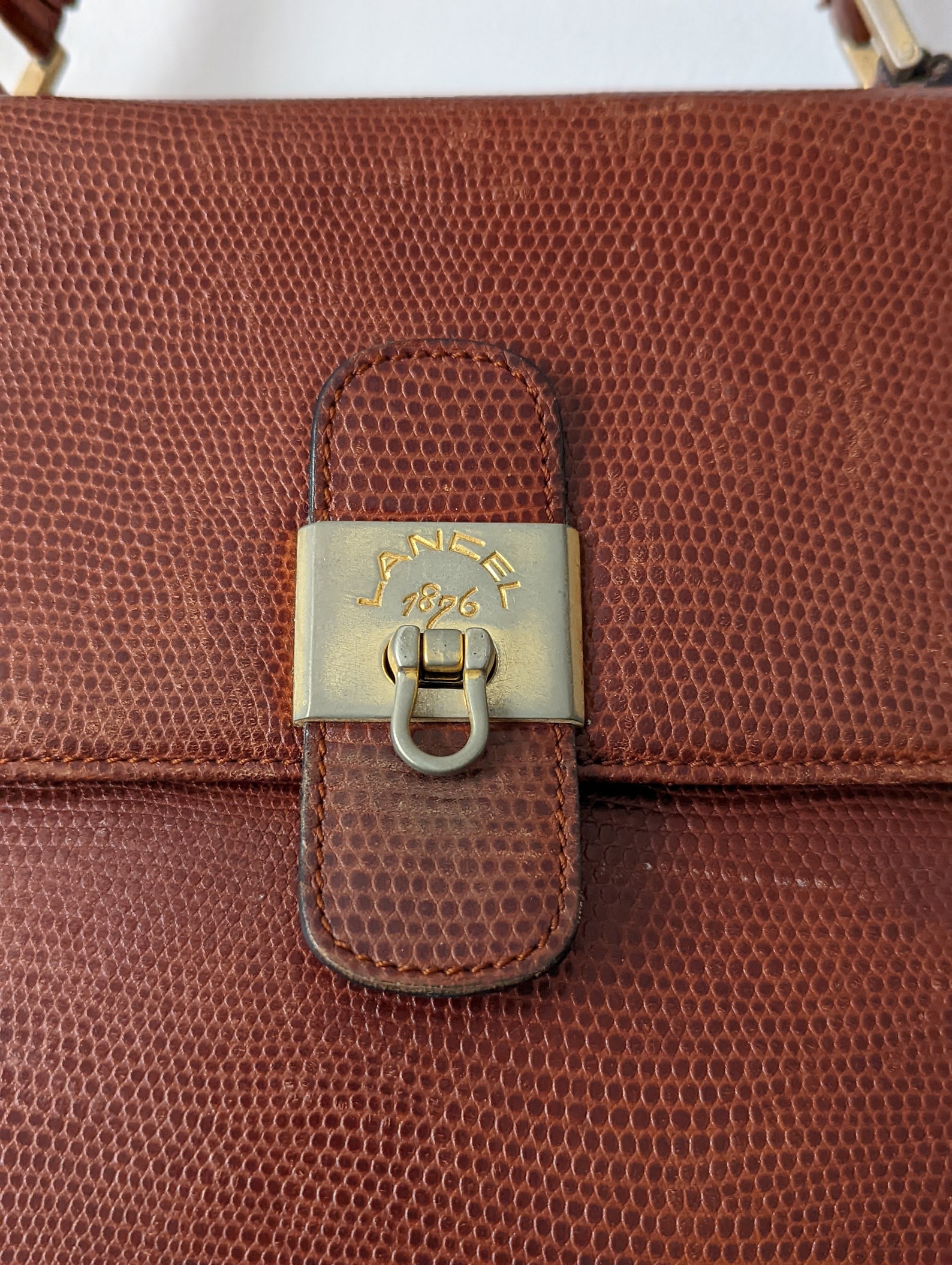 LANCEL Brown Hexagonal Purse Top Handle Handbag - Etsy