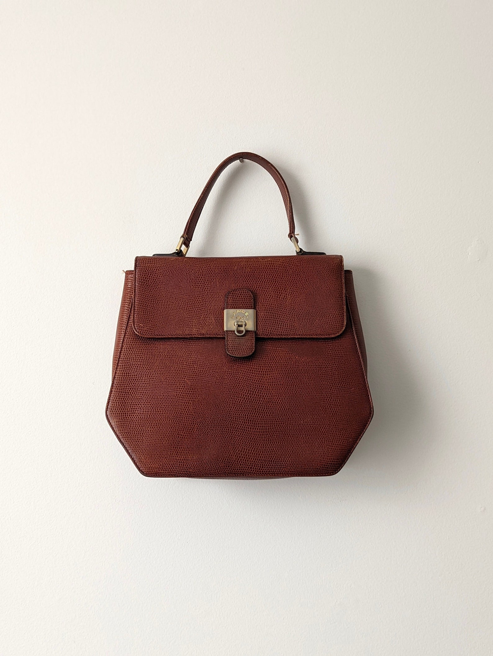 LANCEL Brown Hexagonal Purse Top Handle Handbag - Etsy