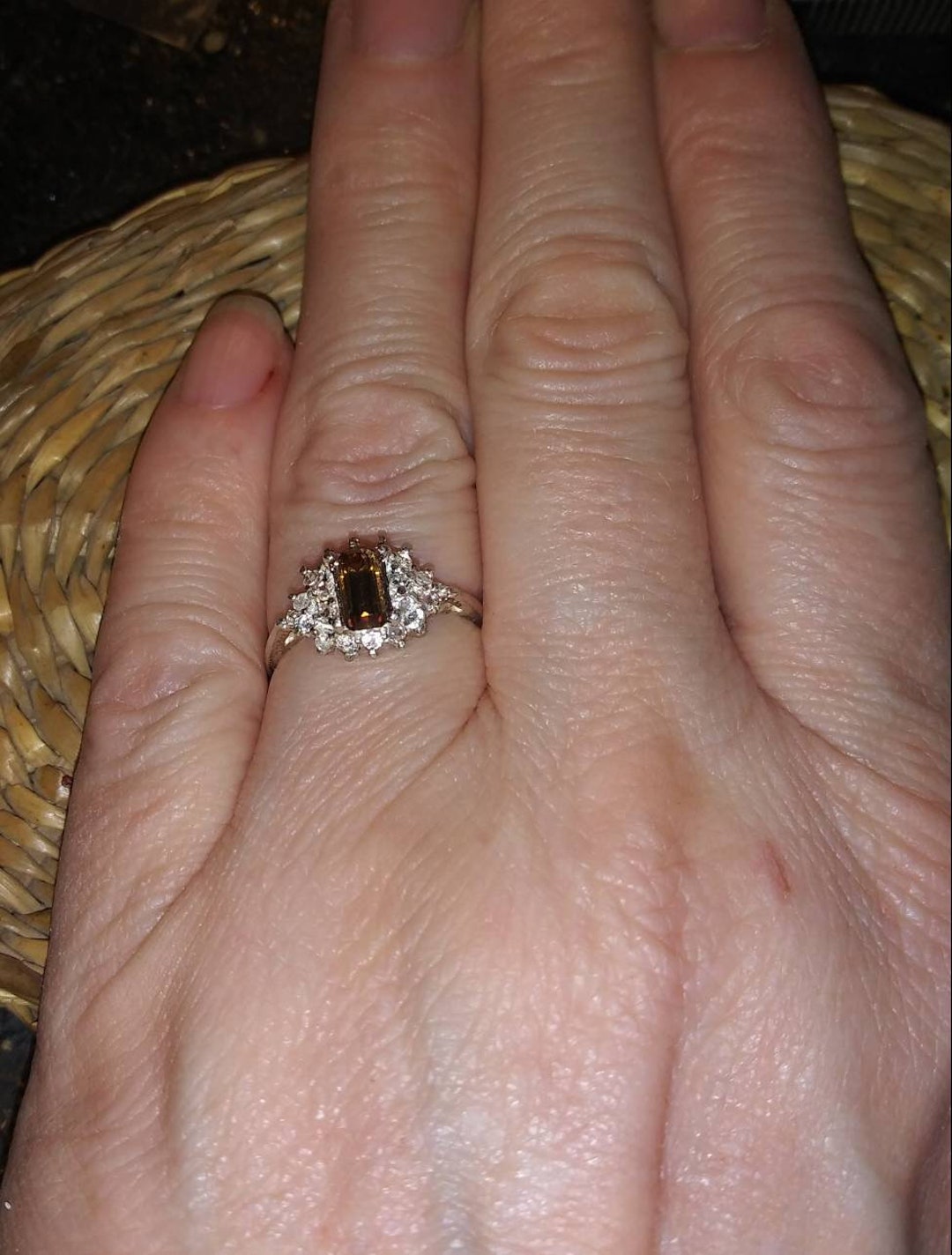 Natural Rare Enstatite & White Sapphire Sterling Silver Statement Ring ...
