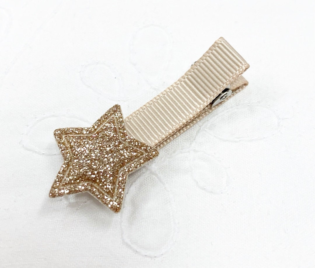 Tan and Gold Glitter Star Alligator Clip Fully Lined No Slip - Etsy